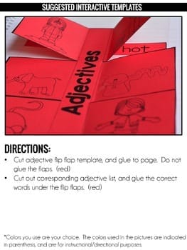 Adjectives Interactive Grammar Notebook | Education to the Core