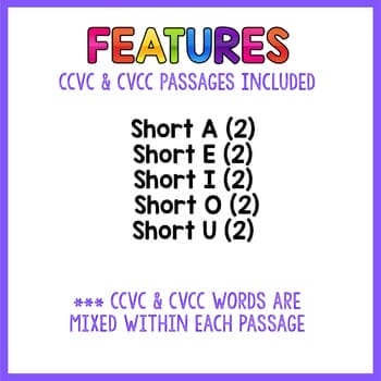 CCVC and CVCC Reading Comprehension Passages | Education to the Core