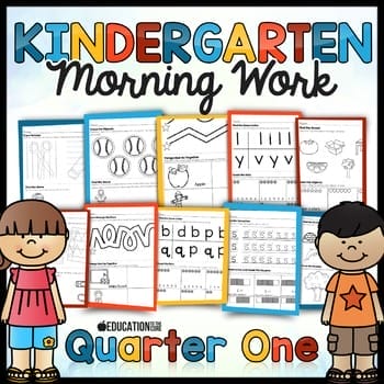 Kindergarten Morning Work: Quarter 1 | Education to the Core