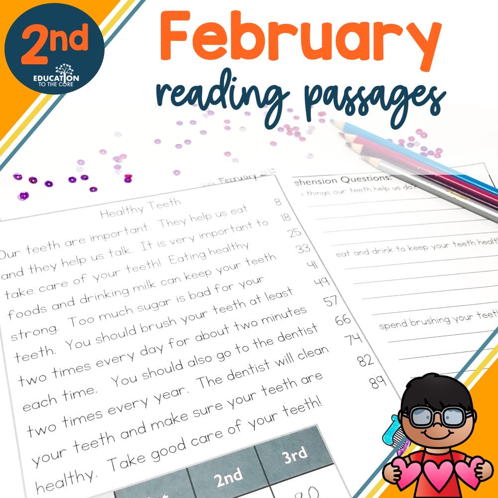 2nd Grade Fluency Passages for February | Education to the Core
