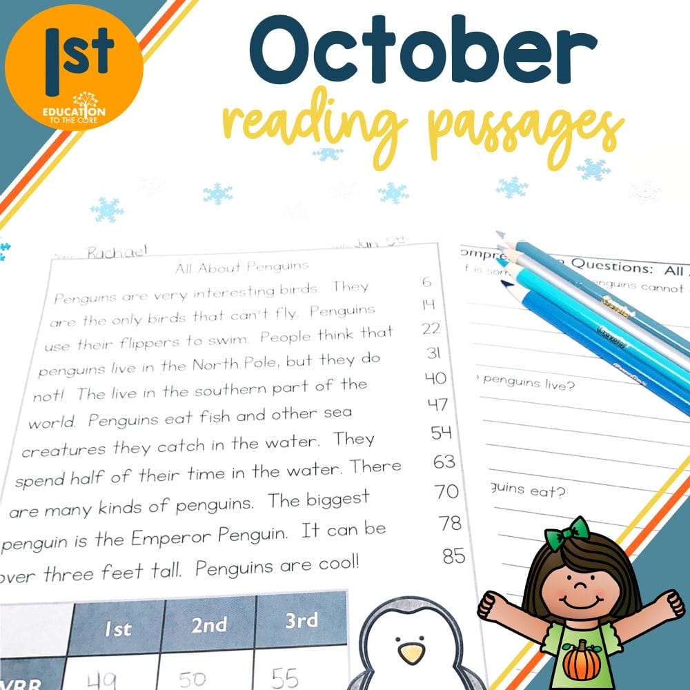 1st Grade Fluency Passages for October | Education to the Core