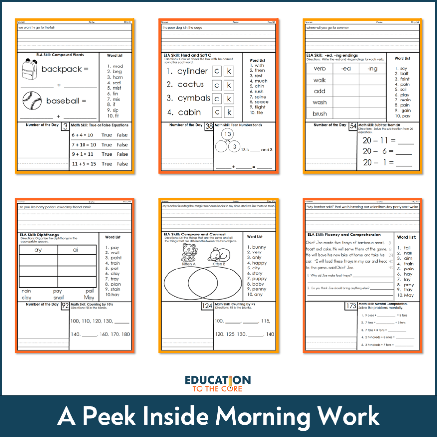 Second Grade Morning Work | Education to the Core
