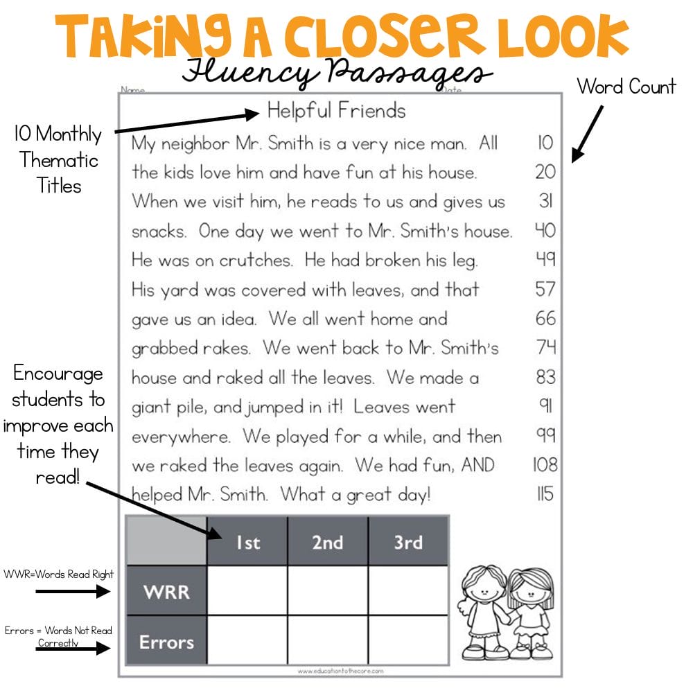 2nd Grade Fluency Passages for October | Education to the Core