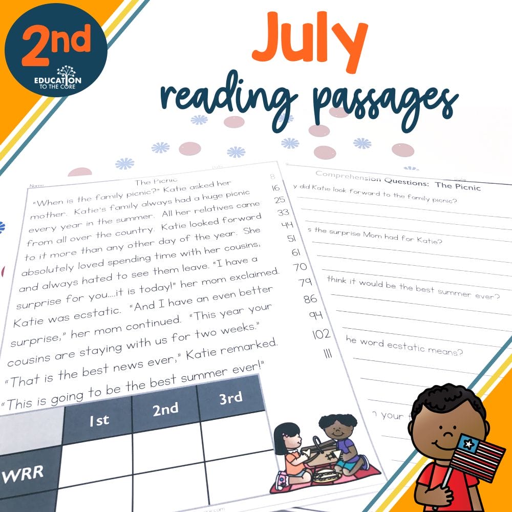 2nd Grade Fluency Passages for July | Education to the Core