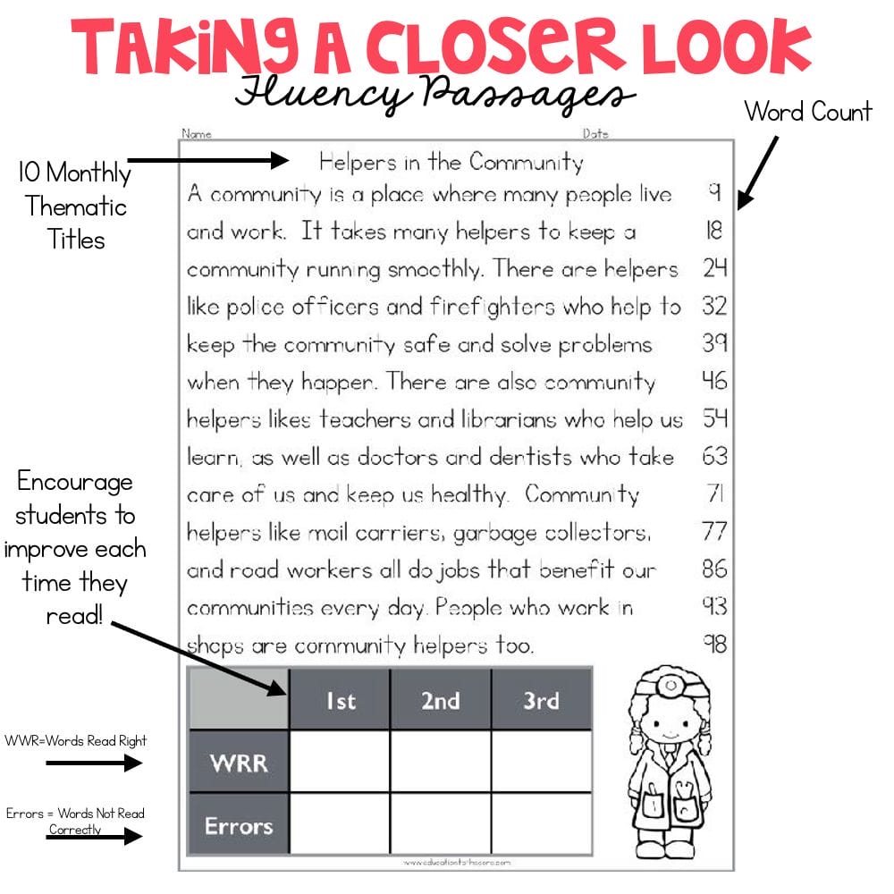 2nd Grade Fluency Passages for September | Education to the Core