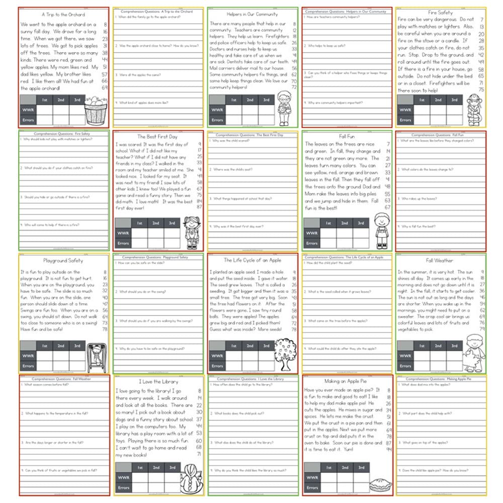 1st Grade Fluency Passages for September | Education to the Core