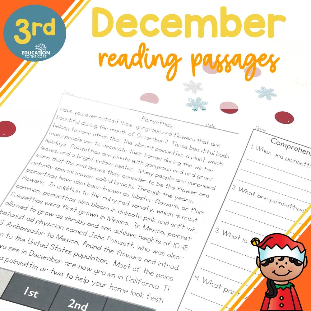 3rd Grade Fluency Passages for December | Education to the Core