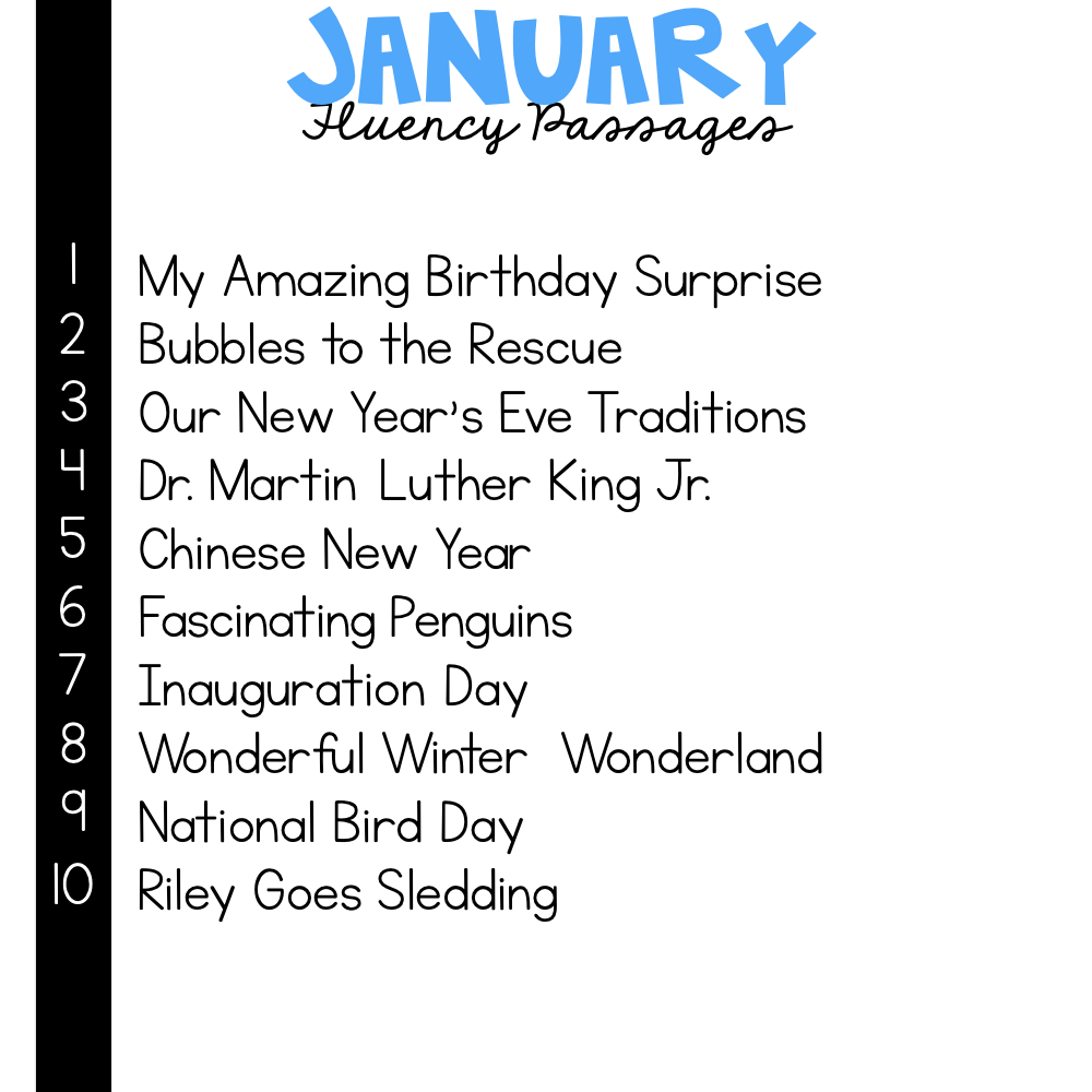 3rd Grade Fluency Passages for January | Education to the Core