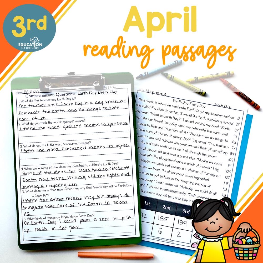 3rd Grade Fluency Passages for April | Education to the Core