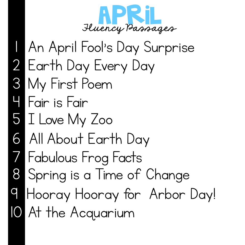 3rd Grade Fluency Passages for April | Education to the Core