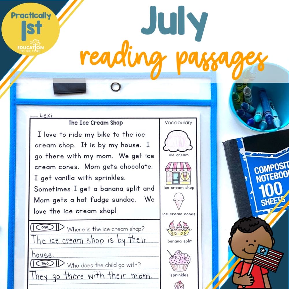 "Practically 1st Grade" Passages for July | Education to the Core