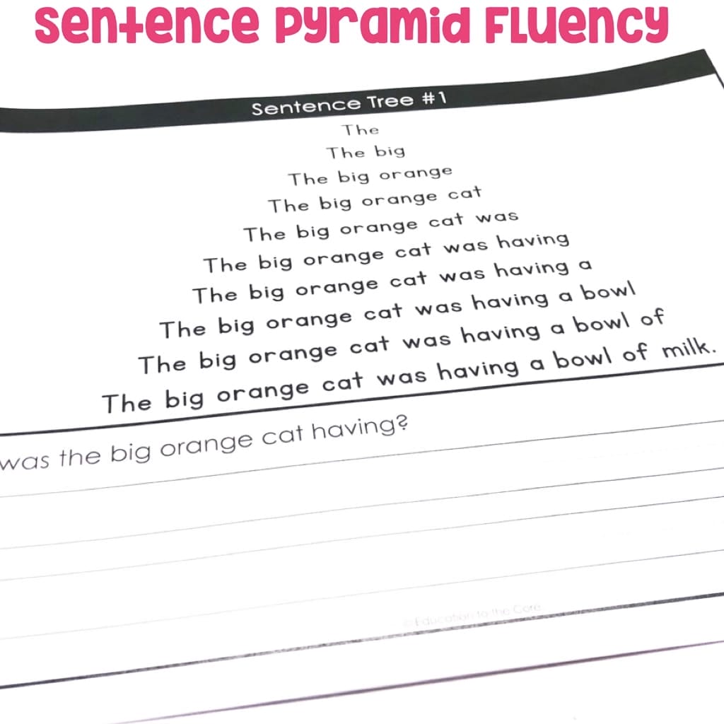 "Sentence Pyramid Fluency" Center | Education to the Core