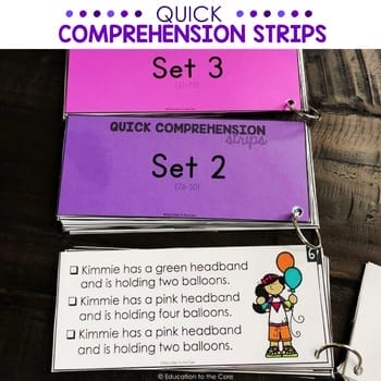 Quick Comprehension Strips | Education to the Core