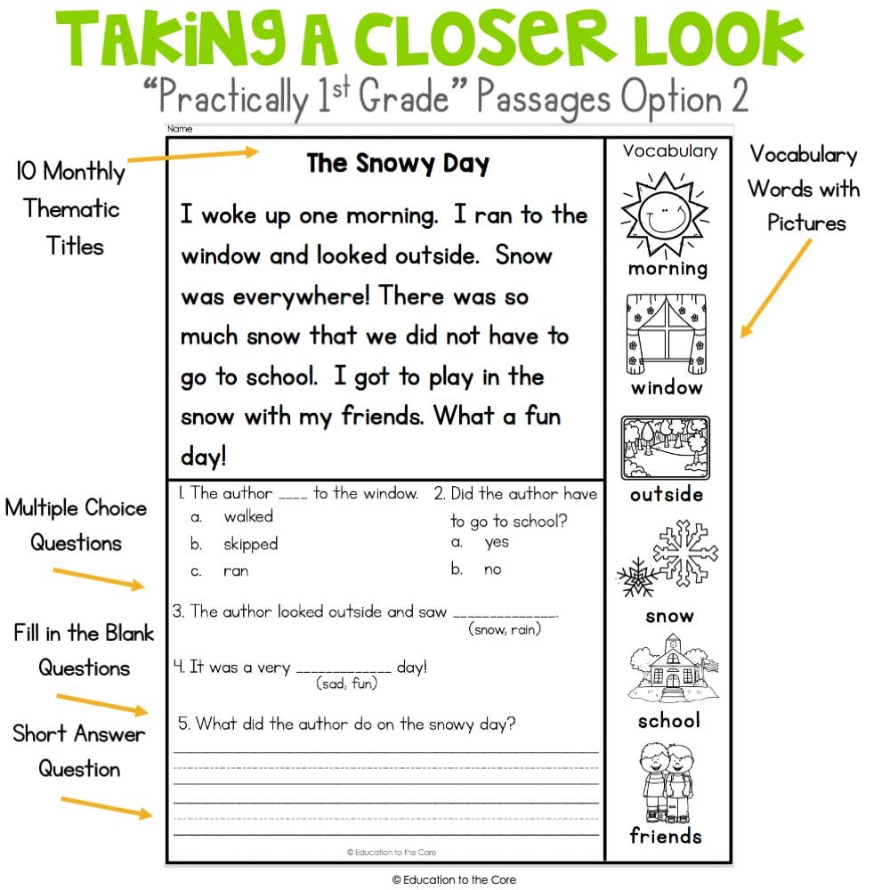 "Practically 1st Grade" Passages for December | Education to the Core