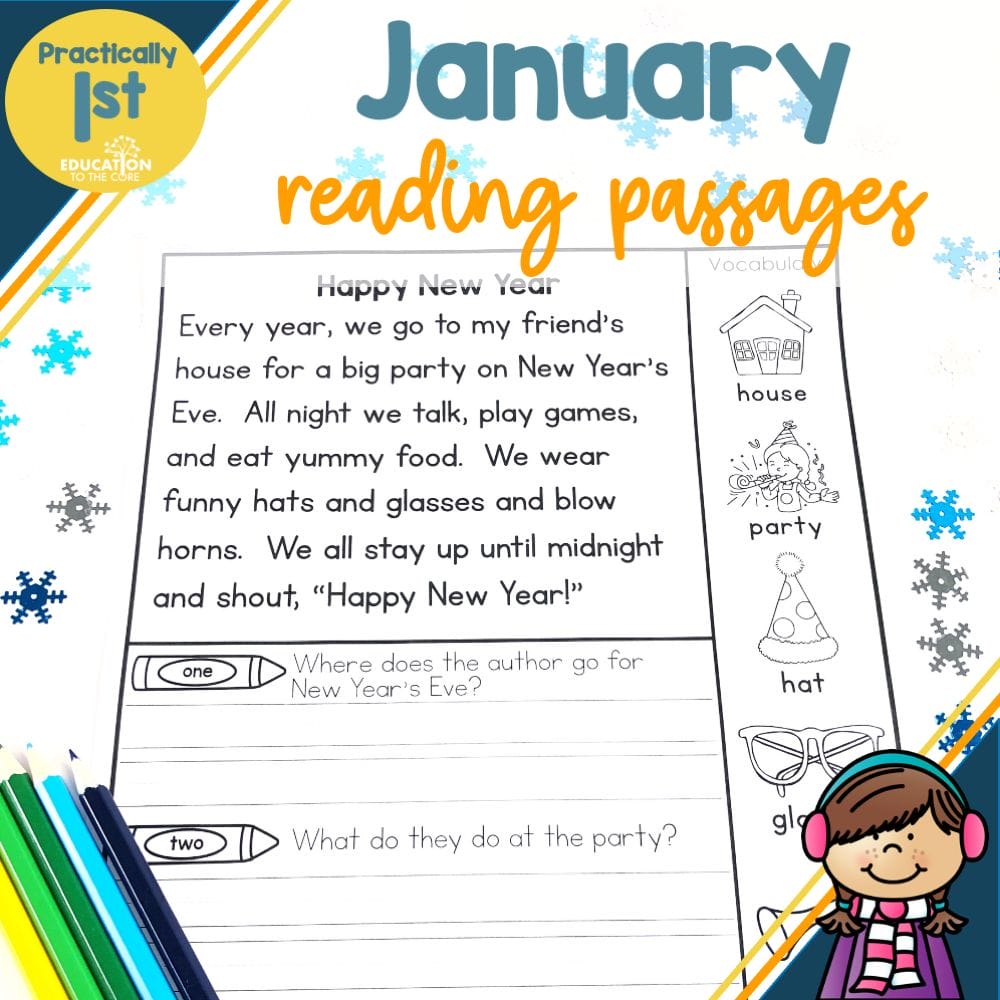 "Practically 1st Grade" Passages for January | Education to the Core