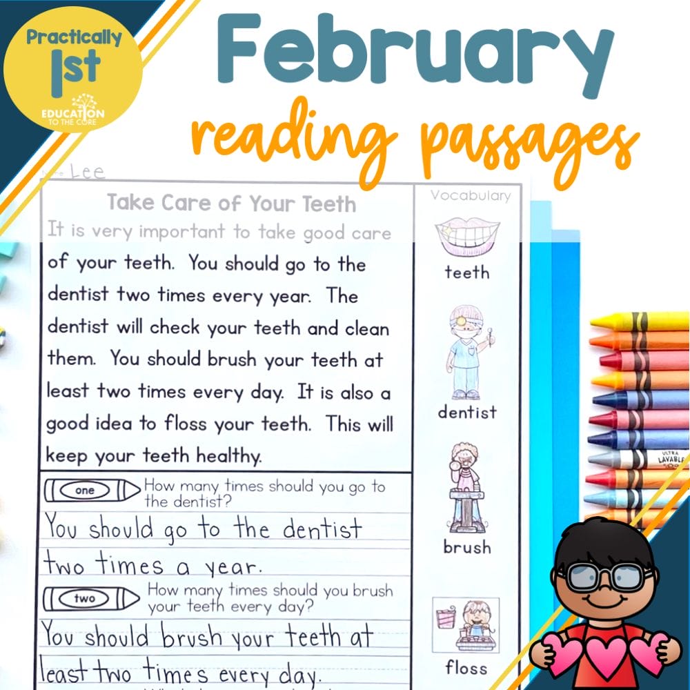 "Practically 1st Grade" Passages for February | Education to the Core