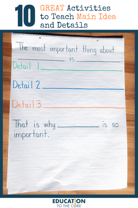 10 GREAT Activities to Teach Main Idea and Details | Education to the Core