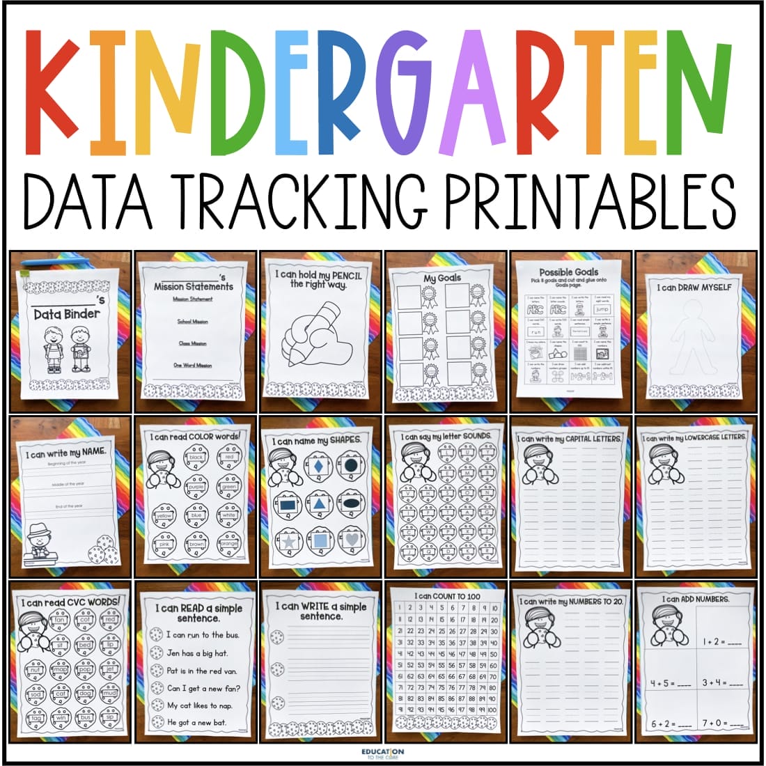 Kindergarten Data Tracking Printables for Data Books | ETTC
