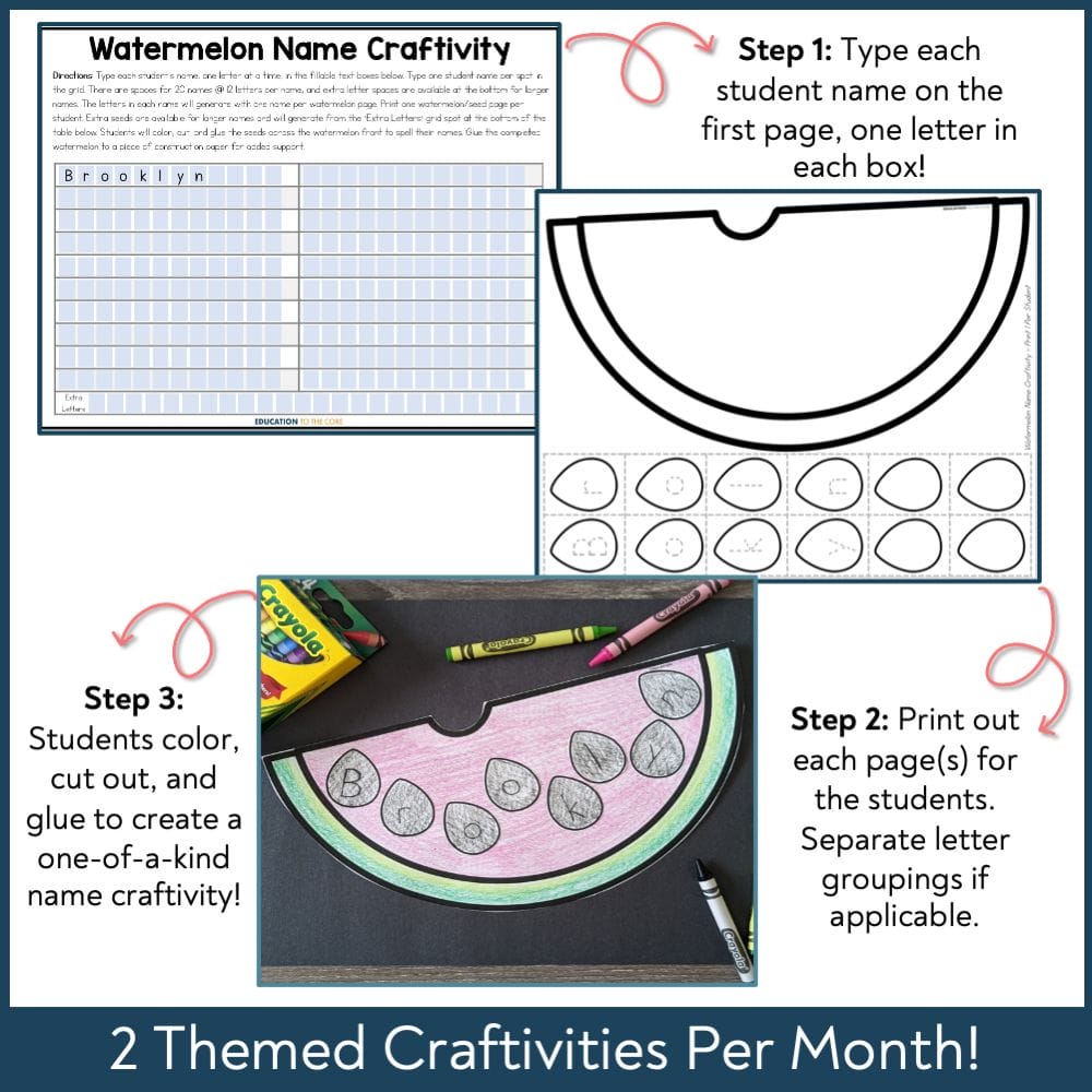 Editable Names for Kindergarten | Education to the Core