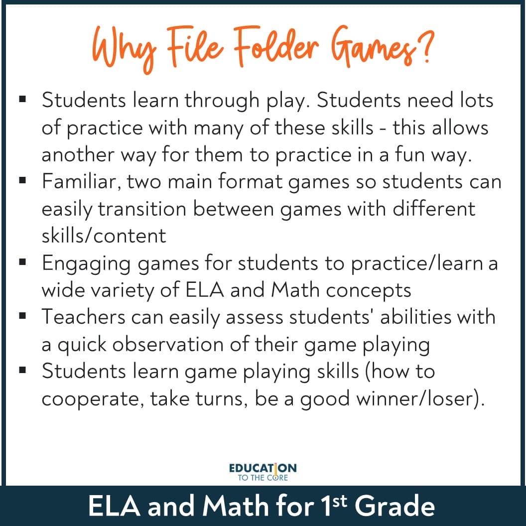 File Folder Games for 1st Grade | Education to the Core