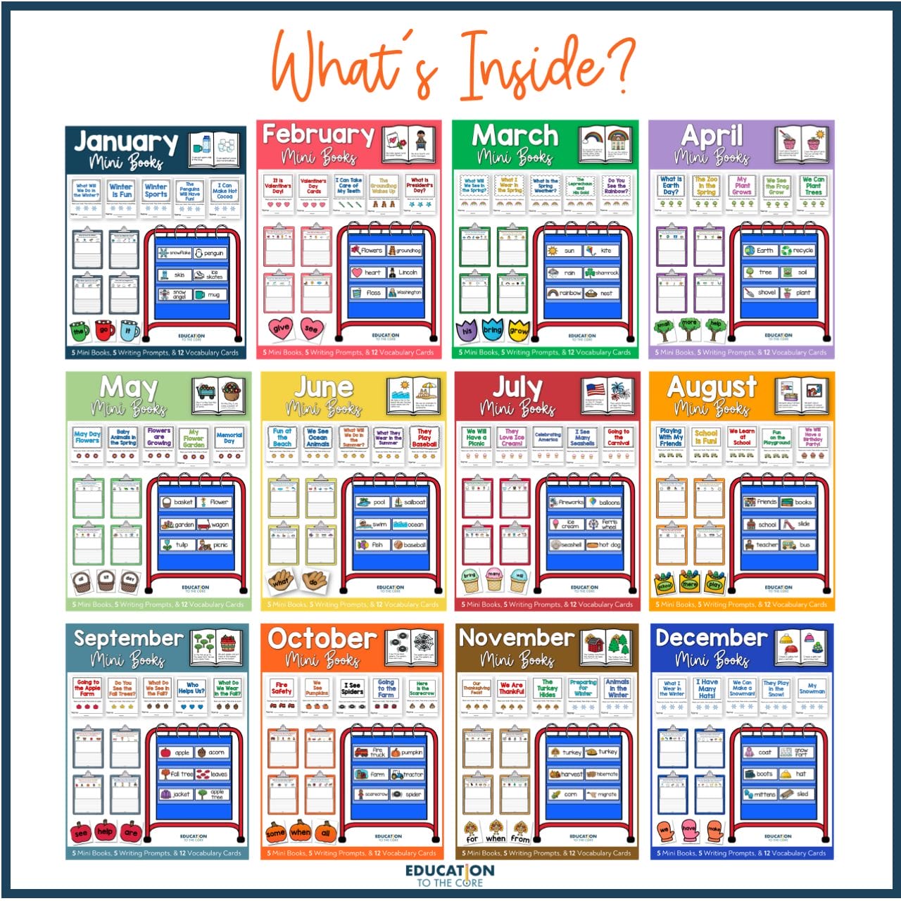 No Prep Monthly Mini-Books for the Year | Education to the Core