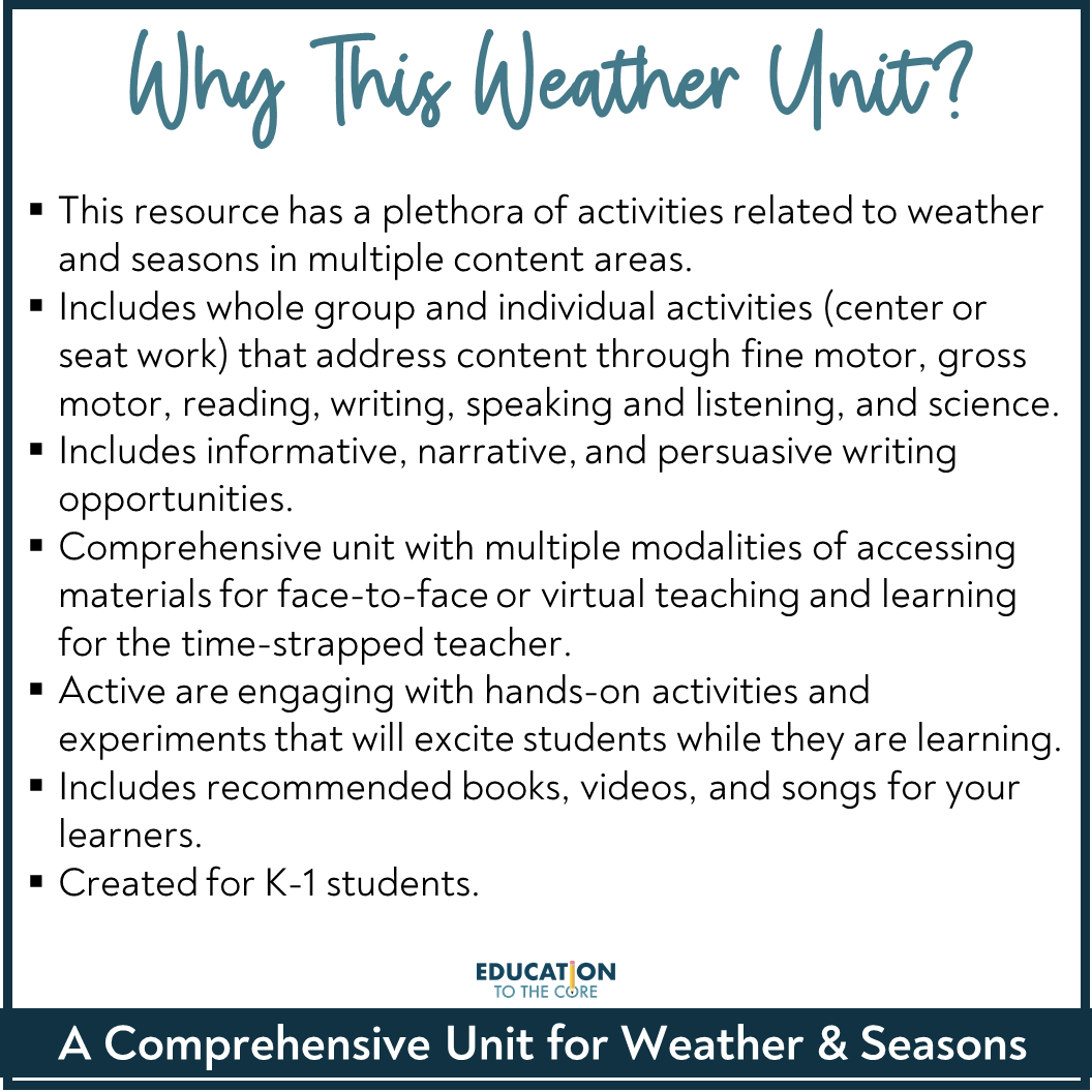 Weather and Seasons Unit | Education to the Core