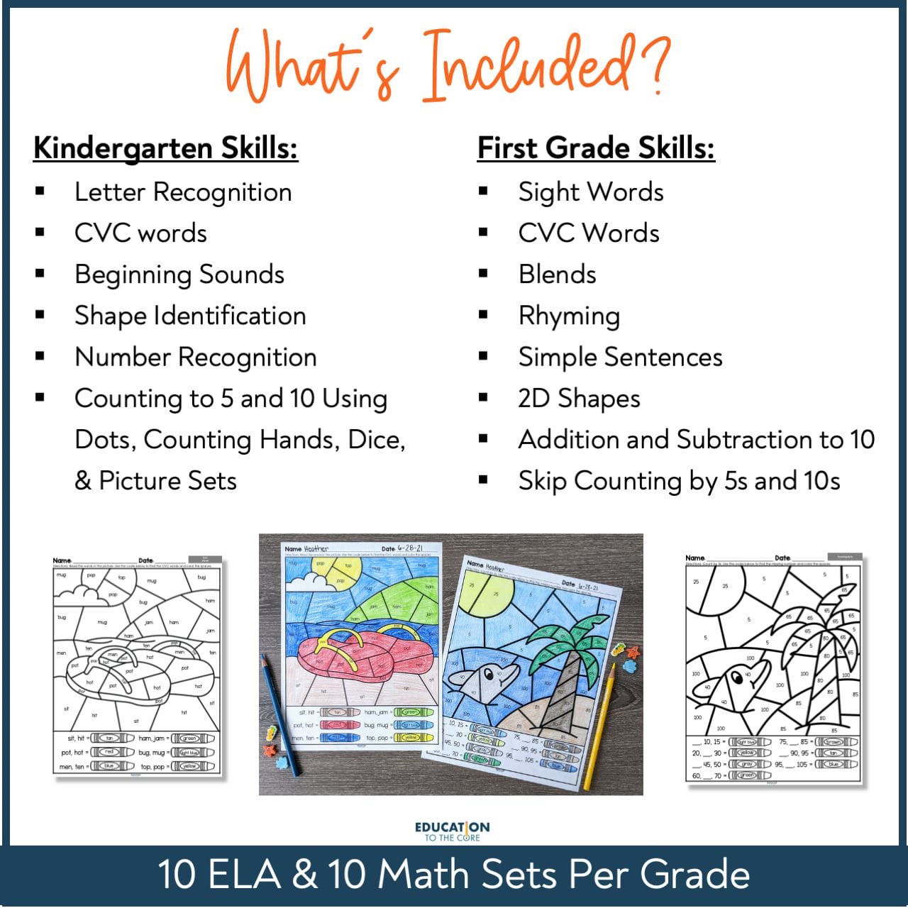Summer Color By Number for K-1 | Education to the Core