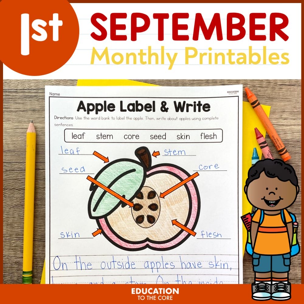 September 1st Grade Packet | Monthly Printable Worksheets