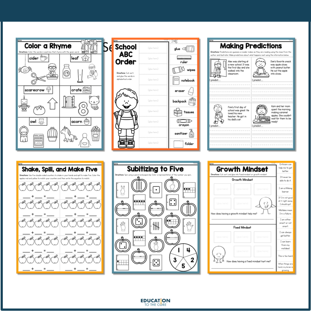 September 1st Grade Packet | Monthly Printable Worksheets