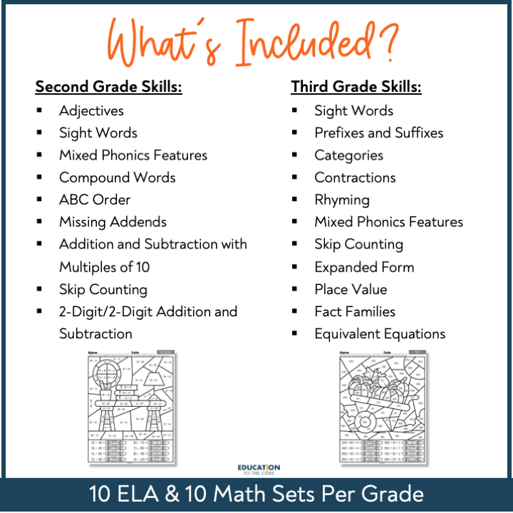 Fall Color by Number for 2nd and 3rd Grade | Fall Worksheets