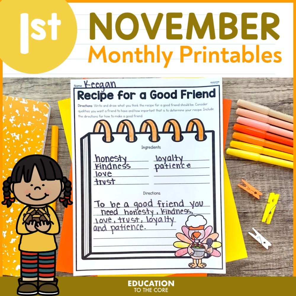 November 1st Grade Packet | Monthly Activities & Morning Work