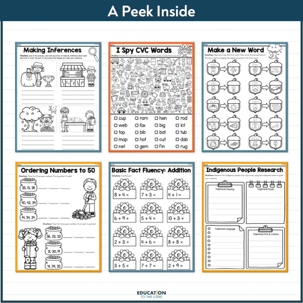 November 1st Grade Packet | Monthly Activities & Morning Work