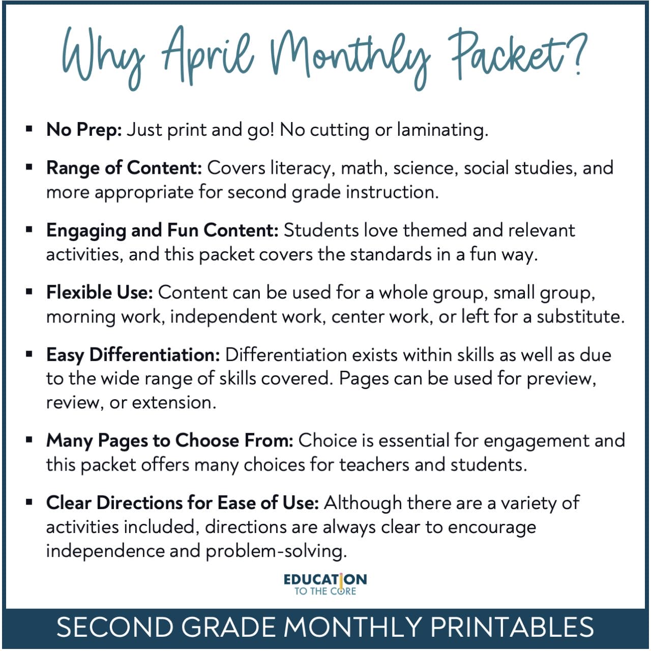 April No Prep Packet 2nd Grade | April Activities | ETTC