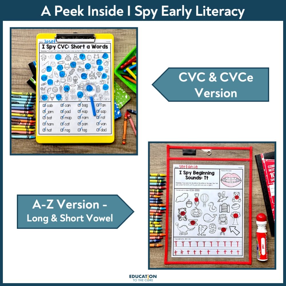 I Spy Early Literacy | Beginning Sounds | CVC CVCe Words | Kindergarten ...