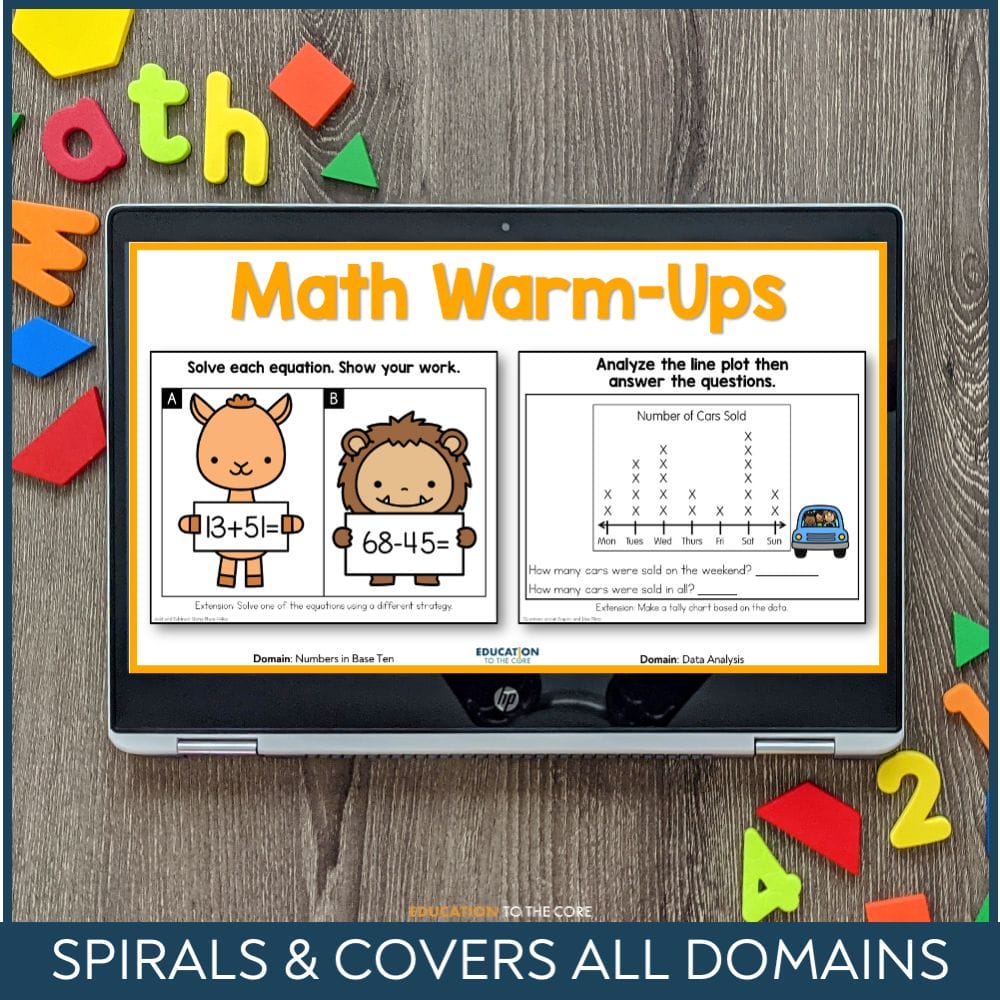 No Prep Math Warm-Ups | 2nd Grade | Math Spiral Review